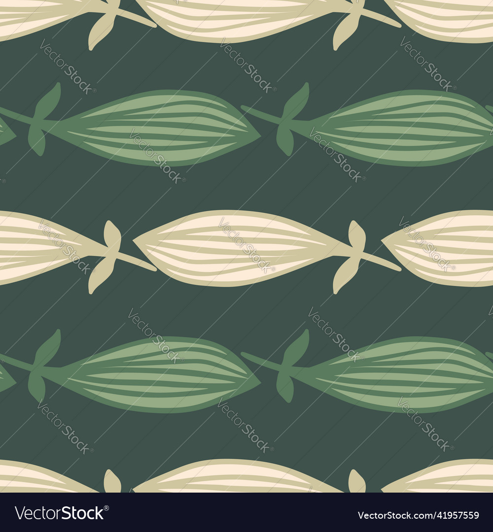 Exotic Outline Leaves Seamless Pattern Nature Vector Image