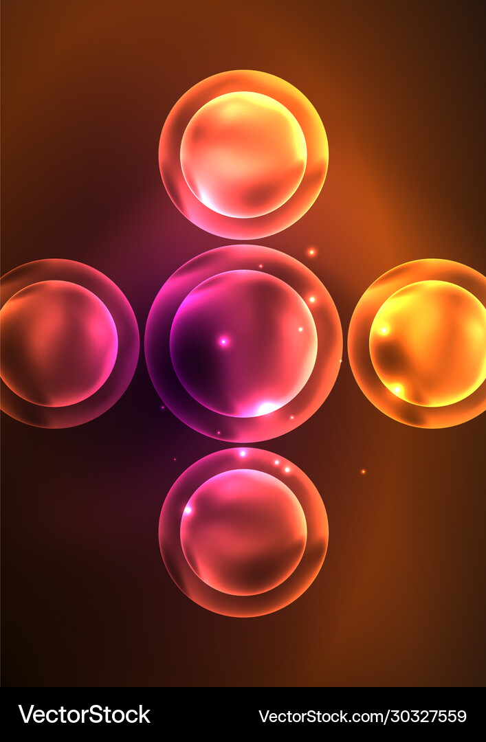 Glowing neon shiny transparent bubbles glass Vector Image