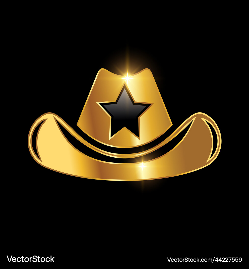 Golden cowboy hat sign Royalty Free Vector Image