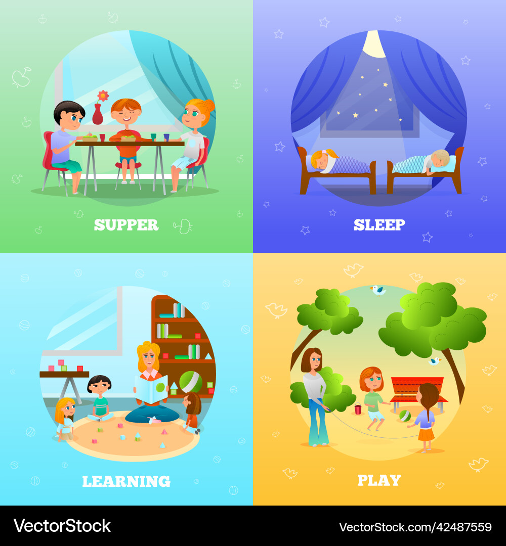 Kindergarten Characters Design Concept Royalty Free Vector