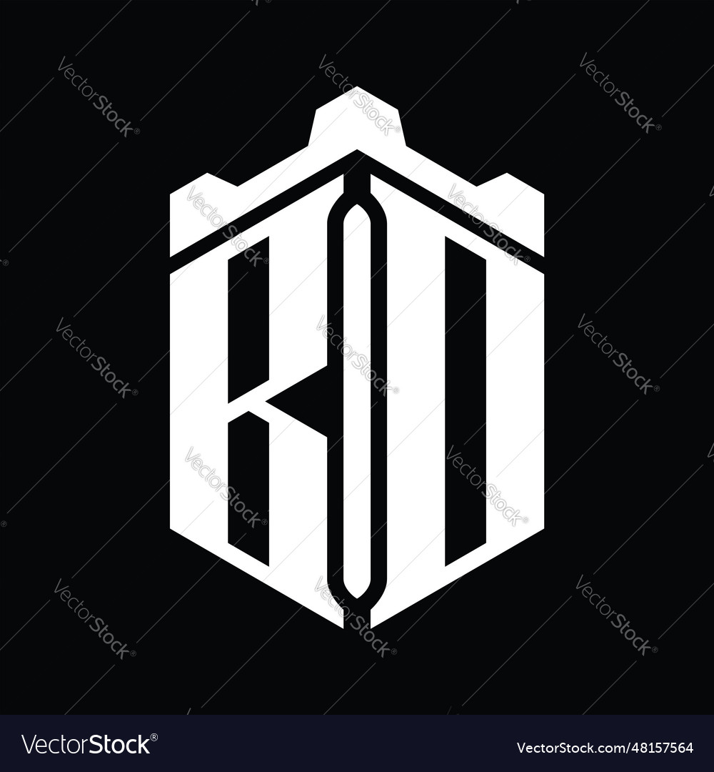 Bd letter logo monogram hexagon shape with crown Vector Image