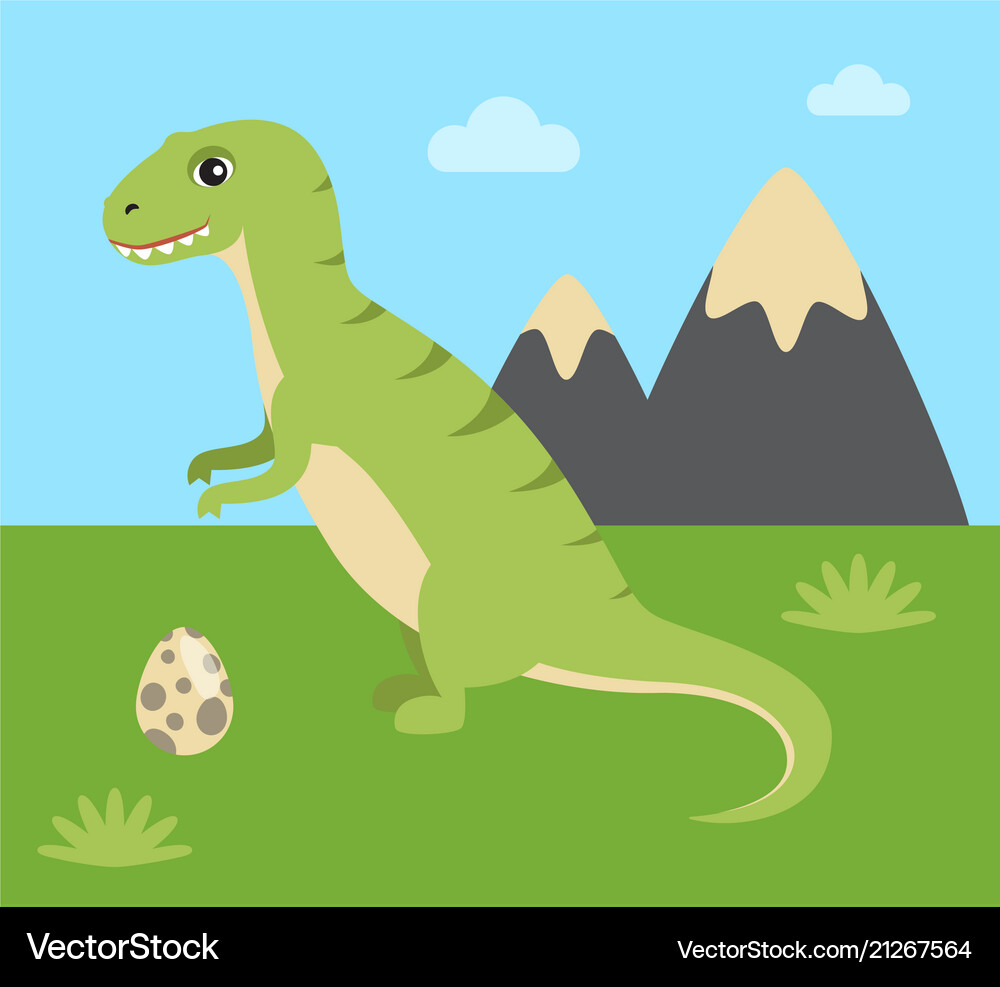 Mountain and dinosaur set Royalty Free Vector Image