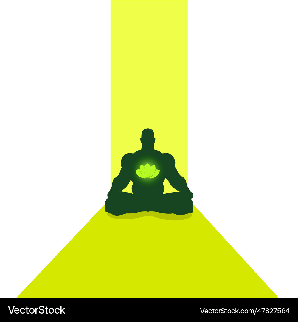 Muscular man sit in meditation pose cutout Vector Image