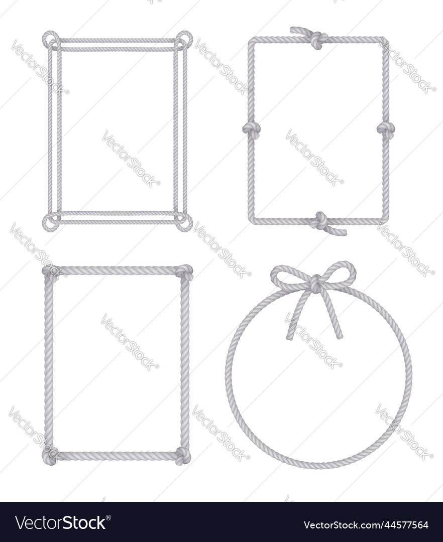 Rope knots frames set Royalty Free Vector Image