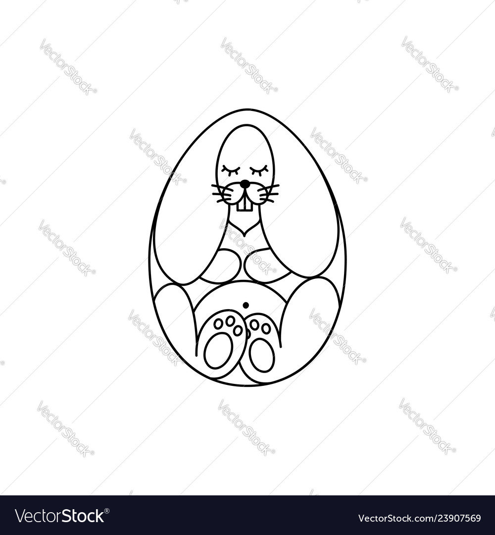Easter bunny in egg shape Royalty Free Vector Image
