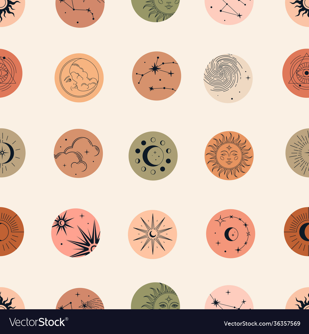 Magic seamless pattern with constellations Vector Image