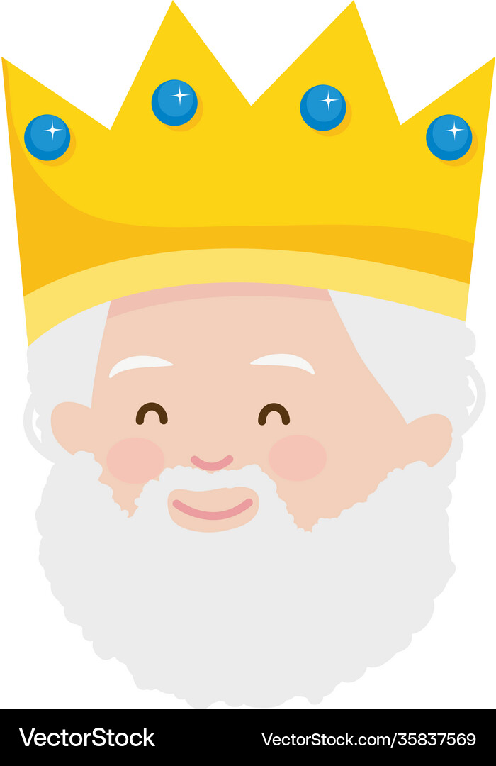 Nativity manger wise king face melchior character Vector Image