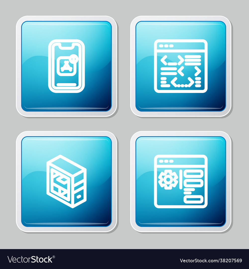 Set line mobile apps software computer Royalty Free Vector Set line mobile apps software computer Royalty Free Vector