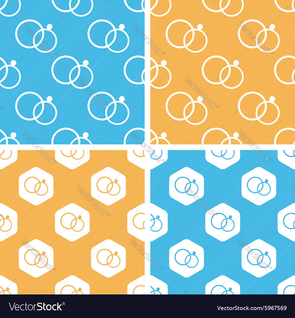 Wedding rings pattern set colored Royalty Free Vector Image