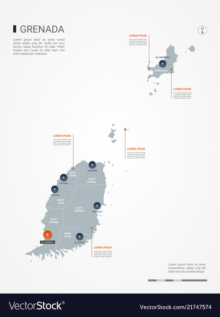 Grenada infographic map Royalty Free Vector Image