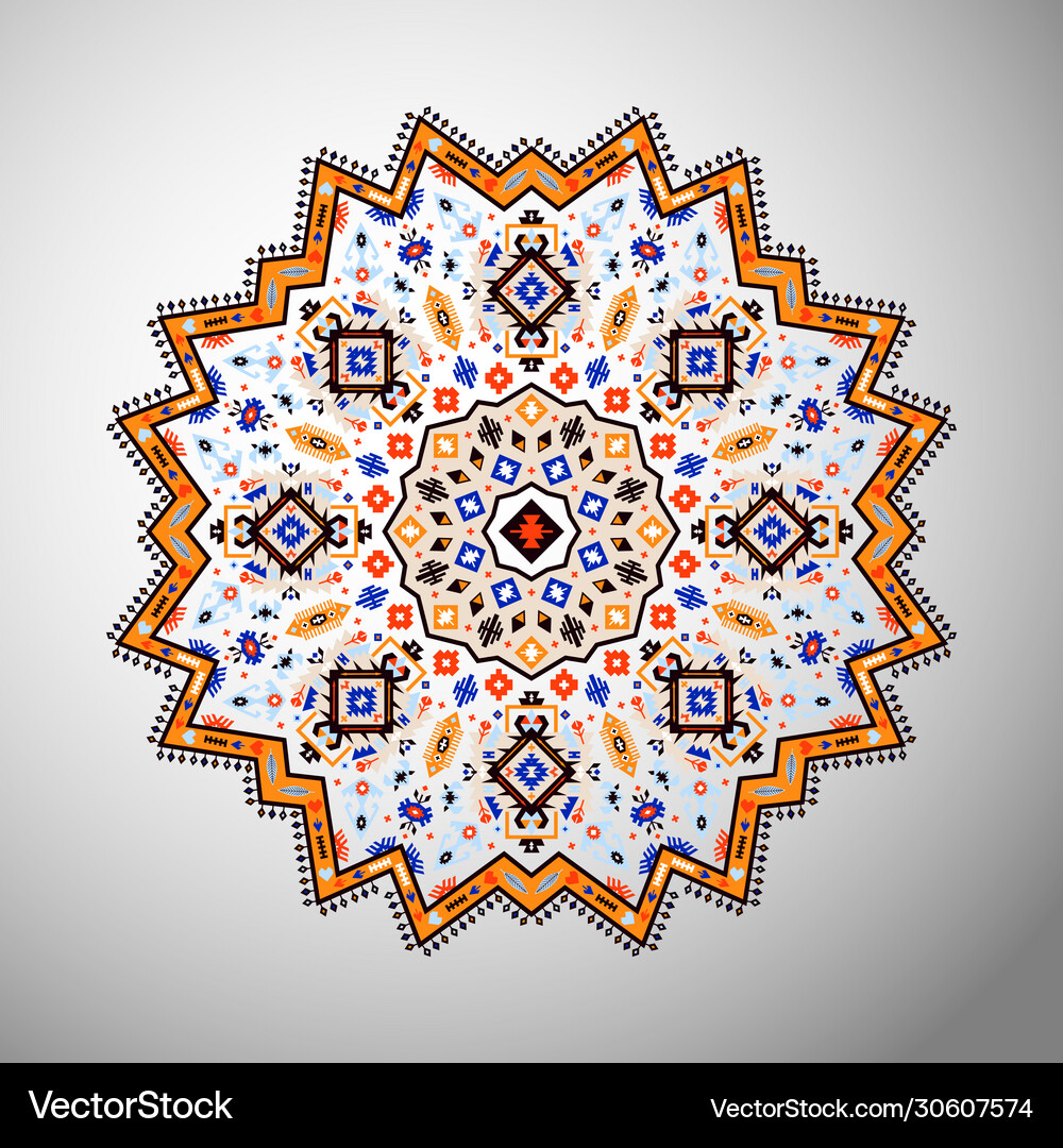 Ornamental round colorful geometric pattern Vector Image
