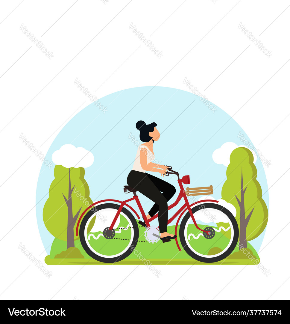 Woman riding a bicycle Royalty Free Vector Image