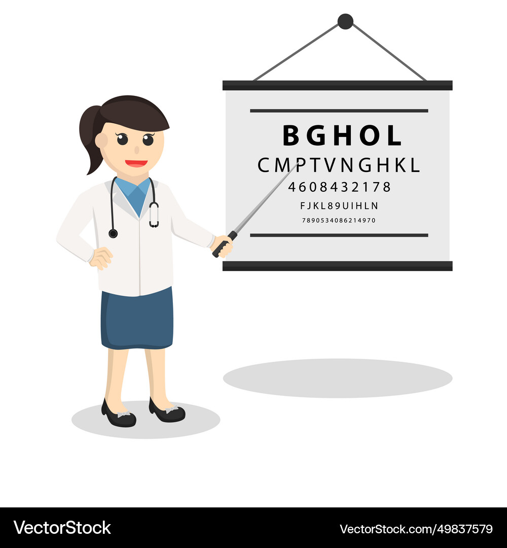 Doctor woman testing eye with visual board Vector Image