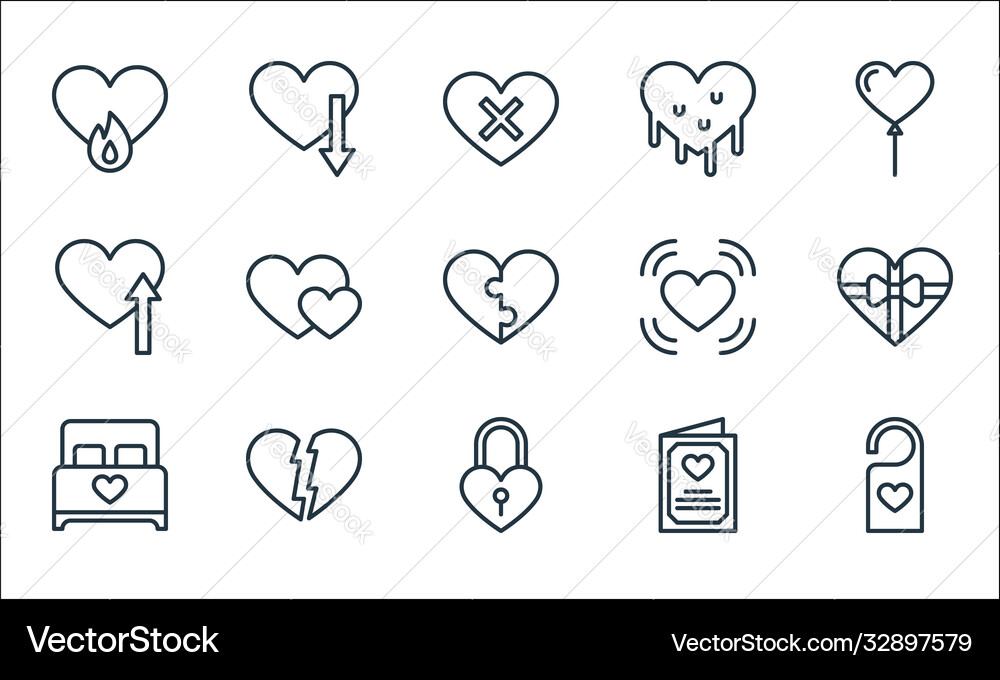 Love line icons linear set quality line set Vector Image