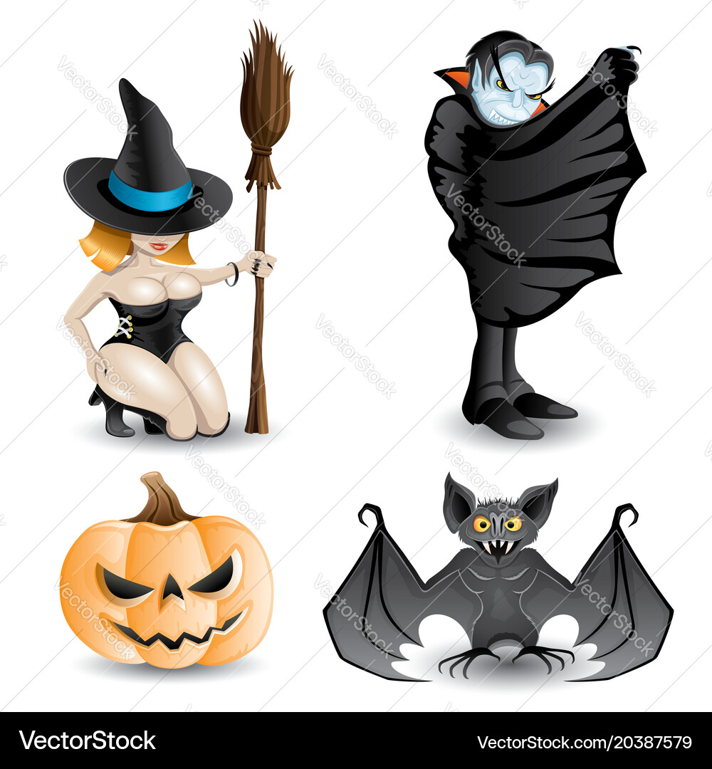 Set of halloween characters Royalty Free Vector Image