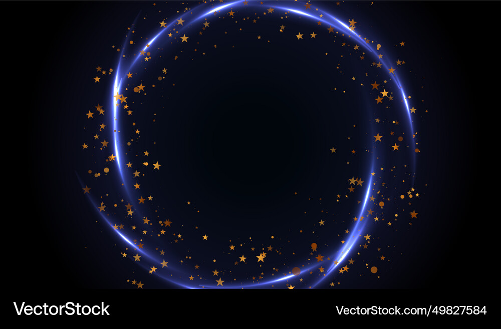 Glowing violet circle and shiny sparkling stars Vector Image