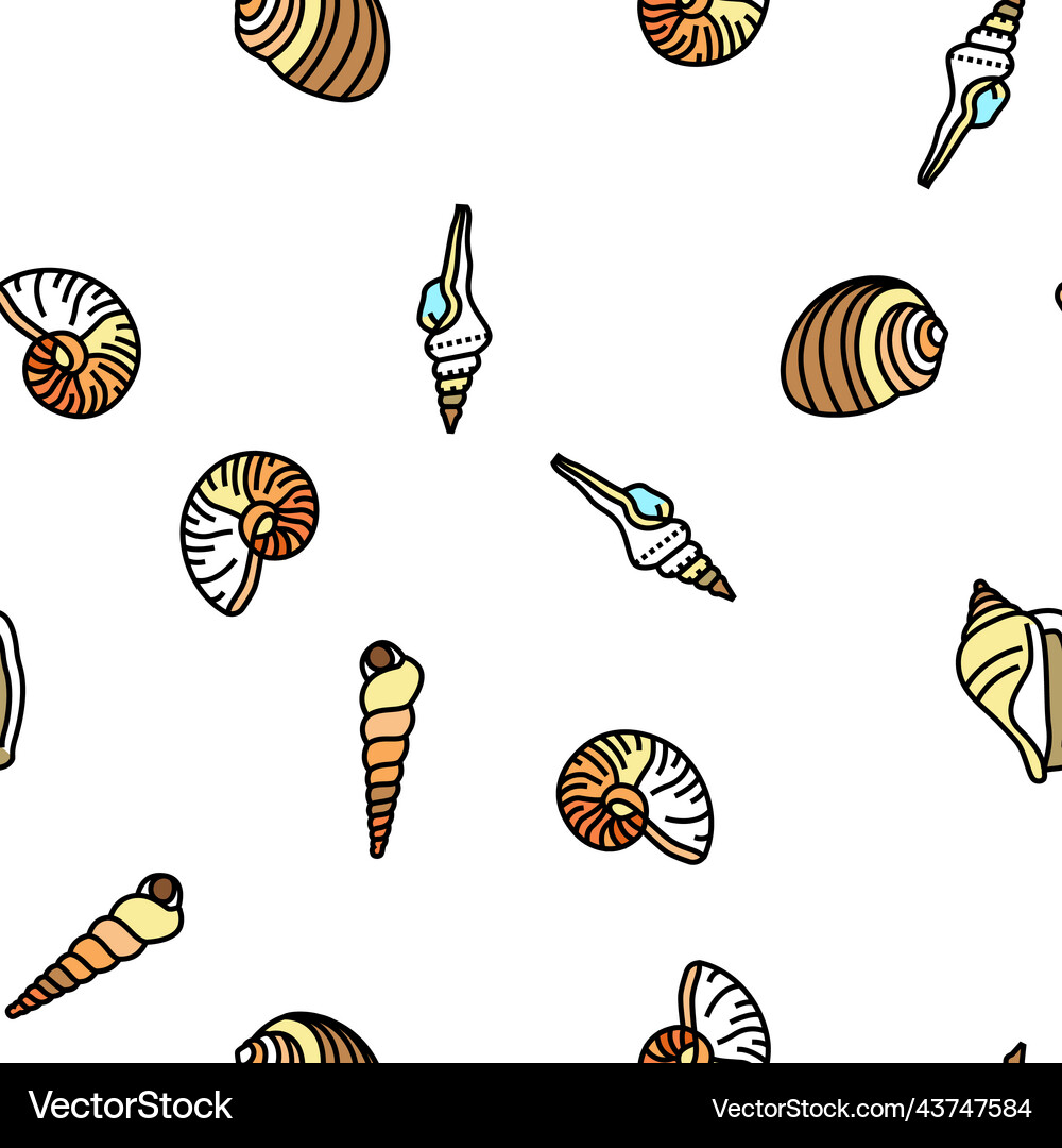 Sea shell beach summer ocean seamless Royalty Free Vector