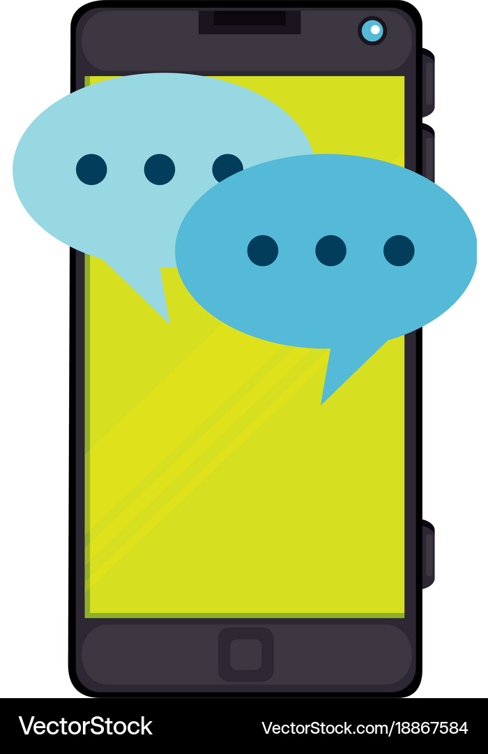 Smartphone device with speech bubbles Royalty Free Vector