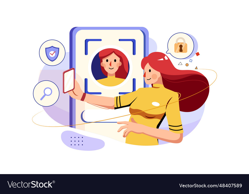 Face lock security Royalty Free Vector Image - VectorStock