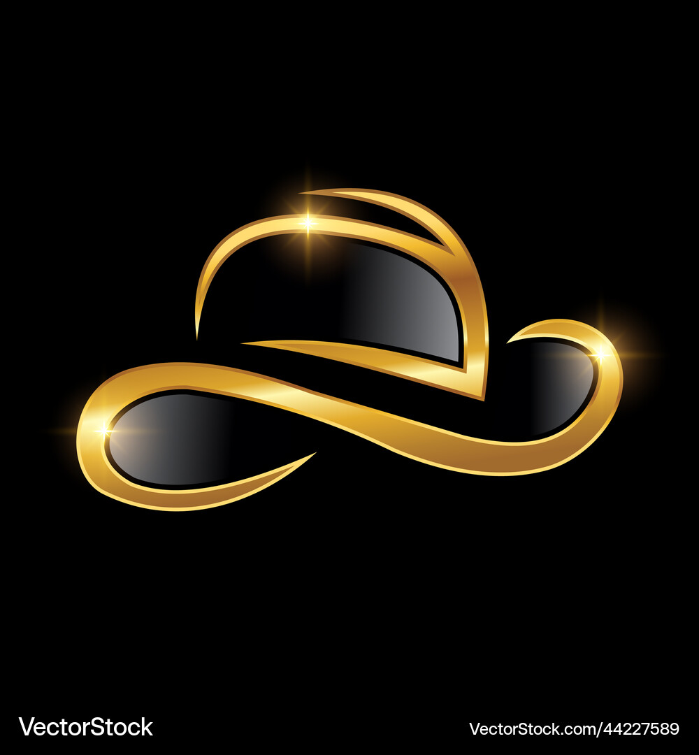 Golden cowboy hat sign Royalty Free Vector Image