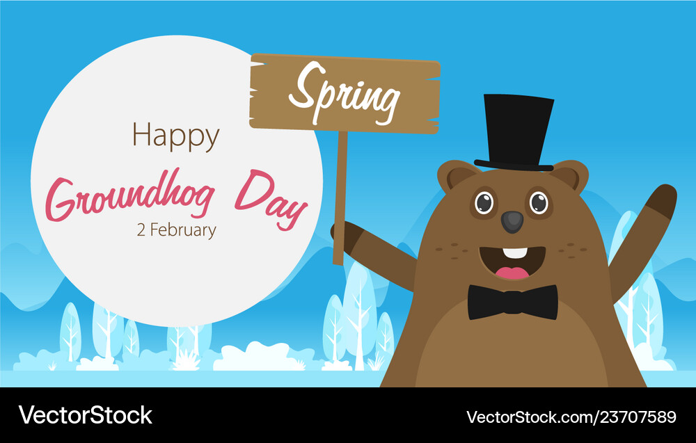 Happy groundhog day design with cute Royalty Free Vector