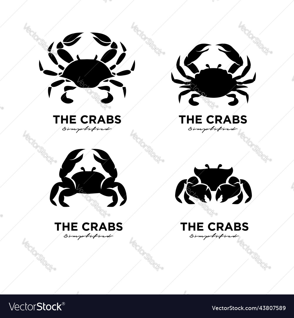 Set simple crab logo design template modern design