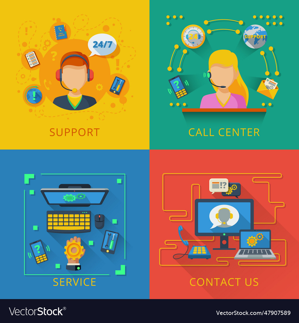 Support flat set support flat set Royalty Free Vector Image