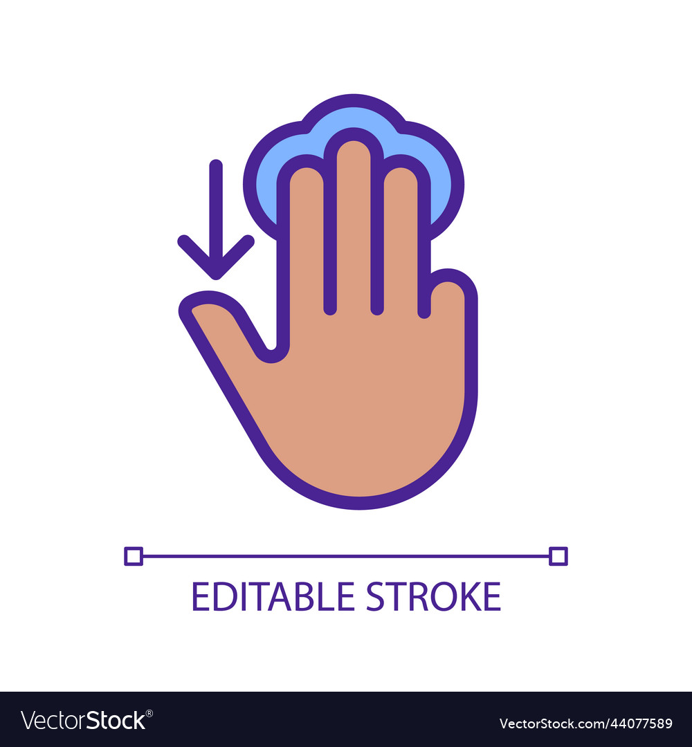 Three finger touch downwards gesture pixel Vector Image Three finger touch downwards gesture pixel Vector Image