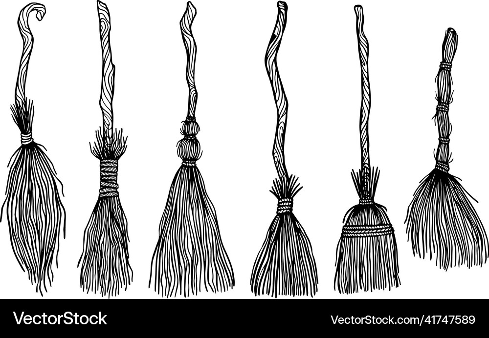 Witches Brooms Collection Royalty Free Vector Image