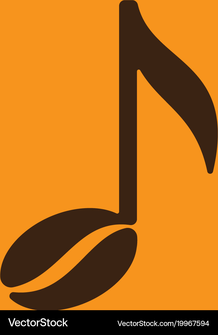 Note and coffee bean music icon Royalty Free Vector Image