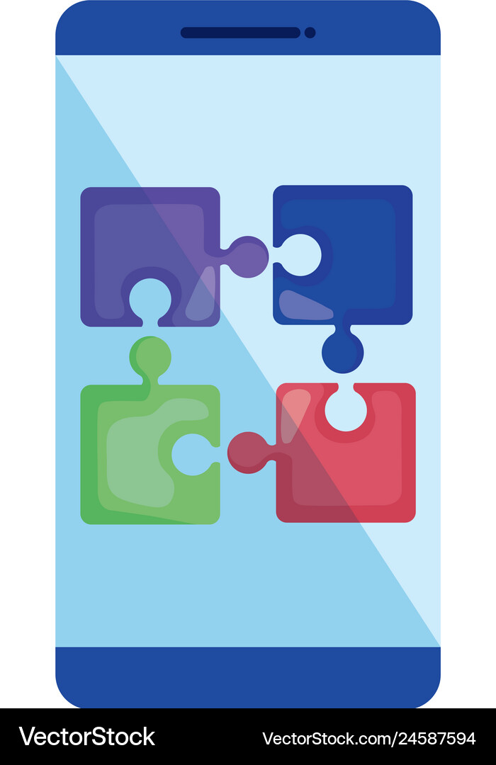 Smartphone with puzzle pieces Royalty Free Vector Image