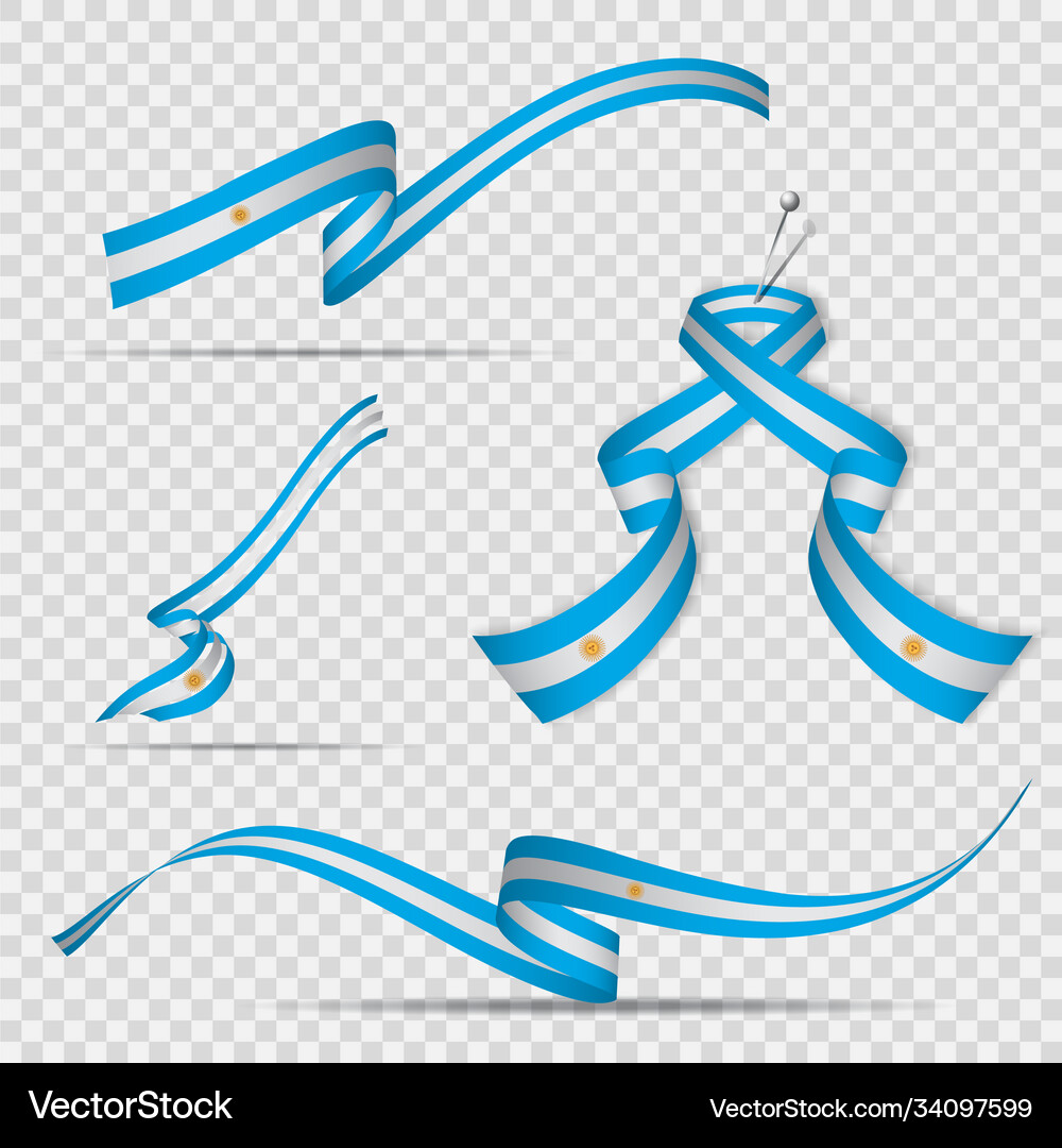 Flag argentina 9th july sol de mayo set Royalty Free Vector
