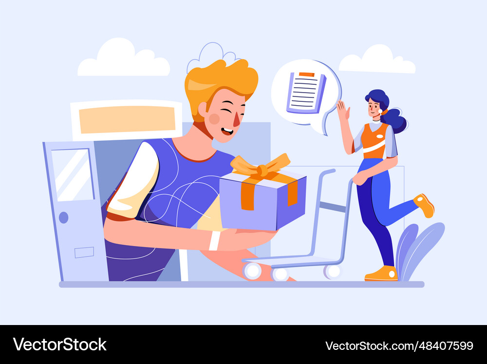 Parcel delivery service concept flat isolated Vector Image