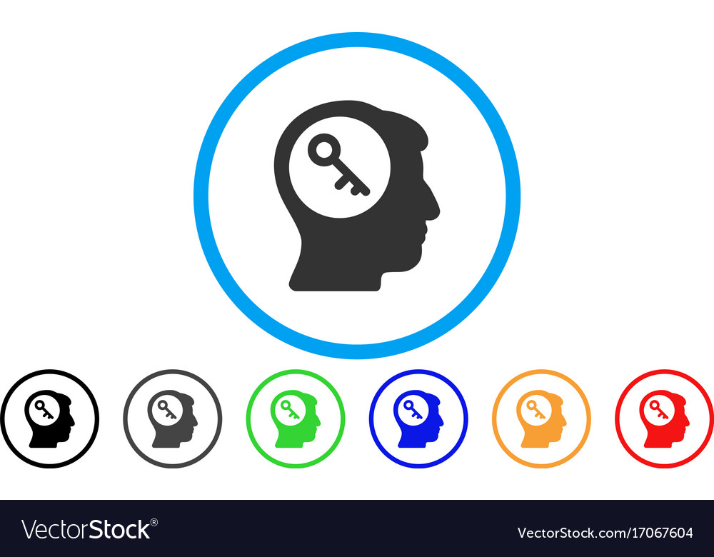Brain key rounded icon Royalty Free Vector Image