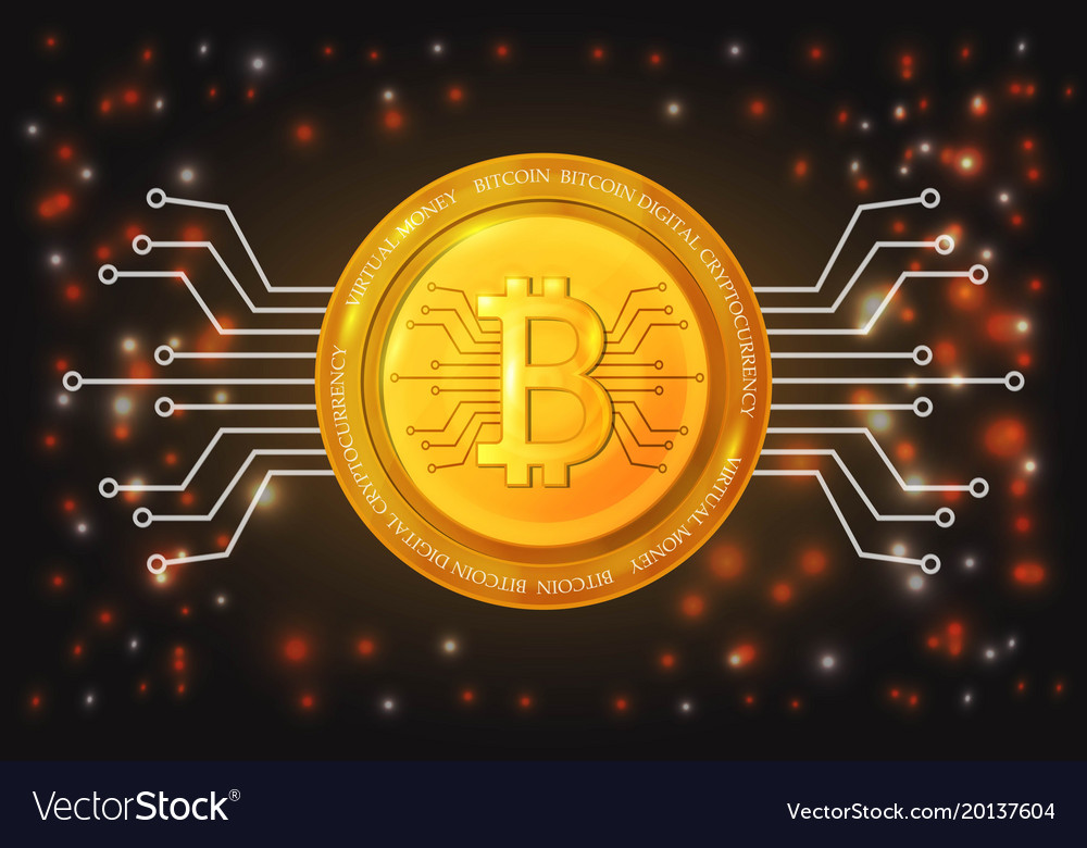 Golden bitcoin digital currency Royalty Free Vector Image