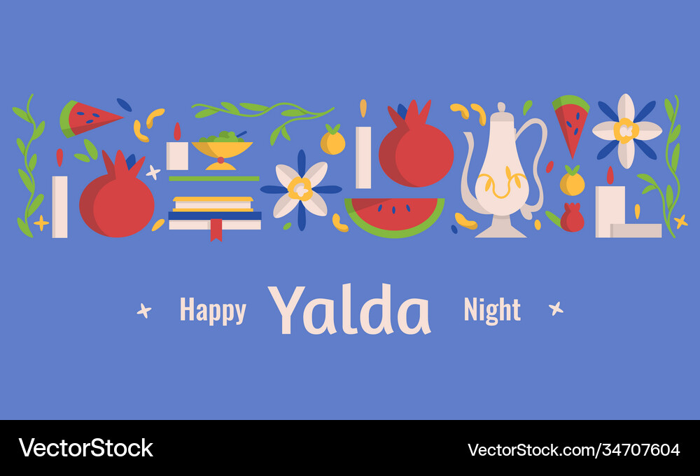 Happy yalda night horizontal banner template Vector Image