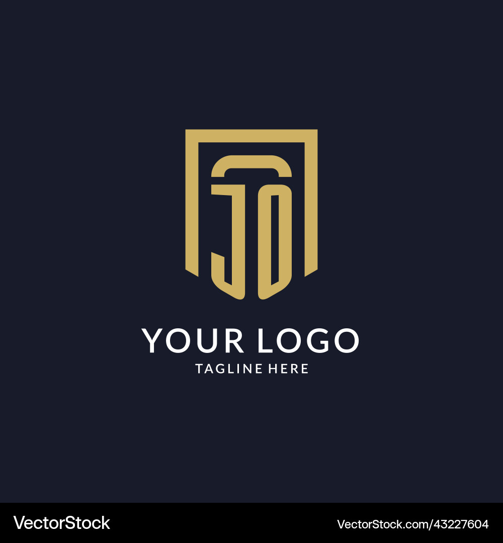Jo logo initial with geometric shield shape Vector Image
