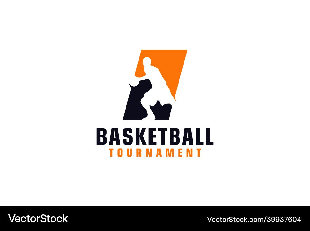 Letter i with basketball logo design Royalty Free Vector
