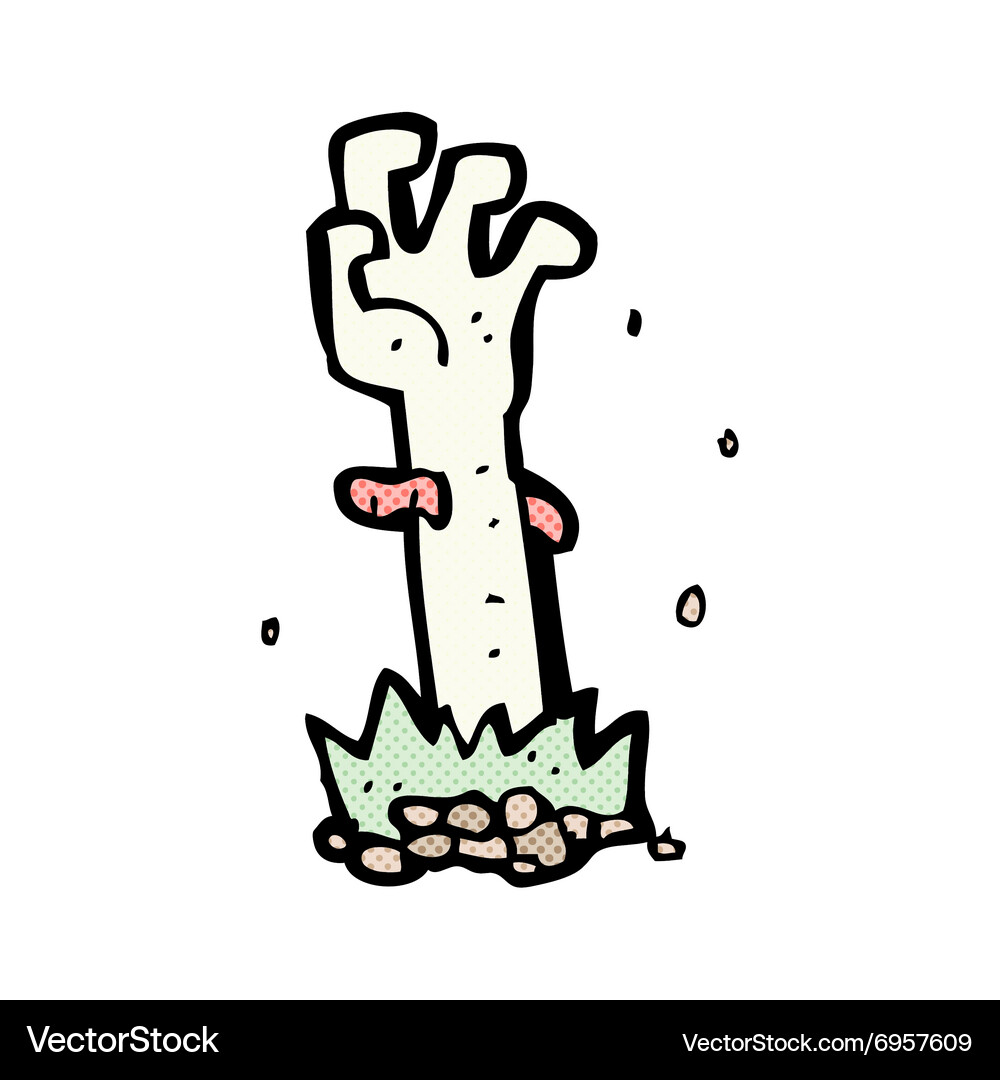 Comic cartoon zombie hand Royalty Free Vector Image