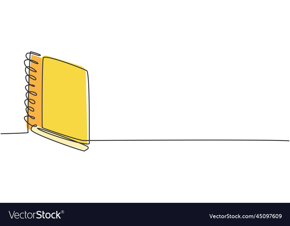 Single continuous line drawing of closed notepad Vector Image