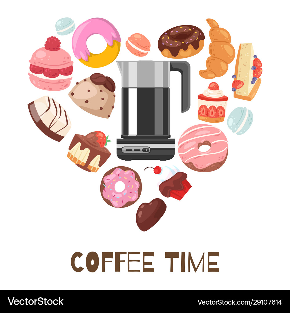 Coffee break heart shape Royalty Free Vector Image