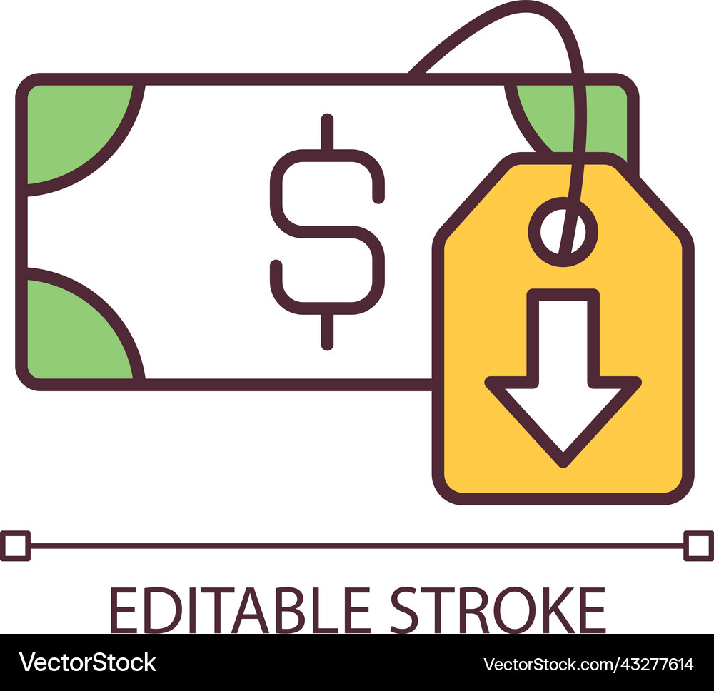Decreasing currency value rgb color icon Vector Image