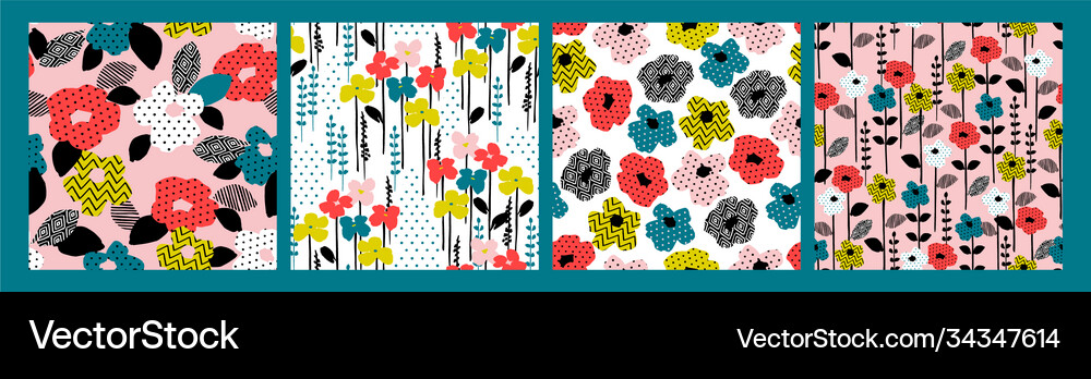 Floral abstract seamless patterns design Vector Image