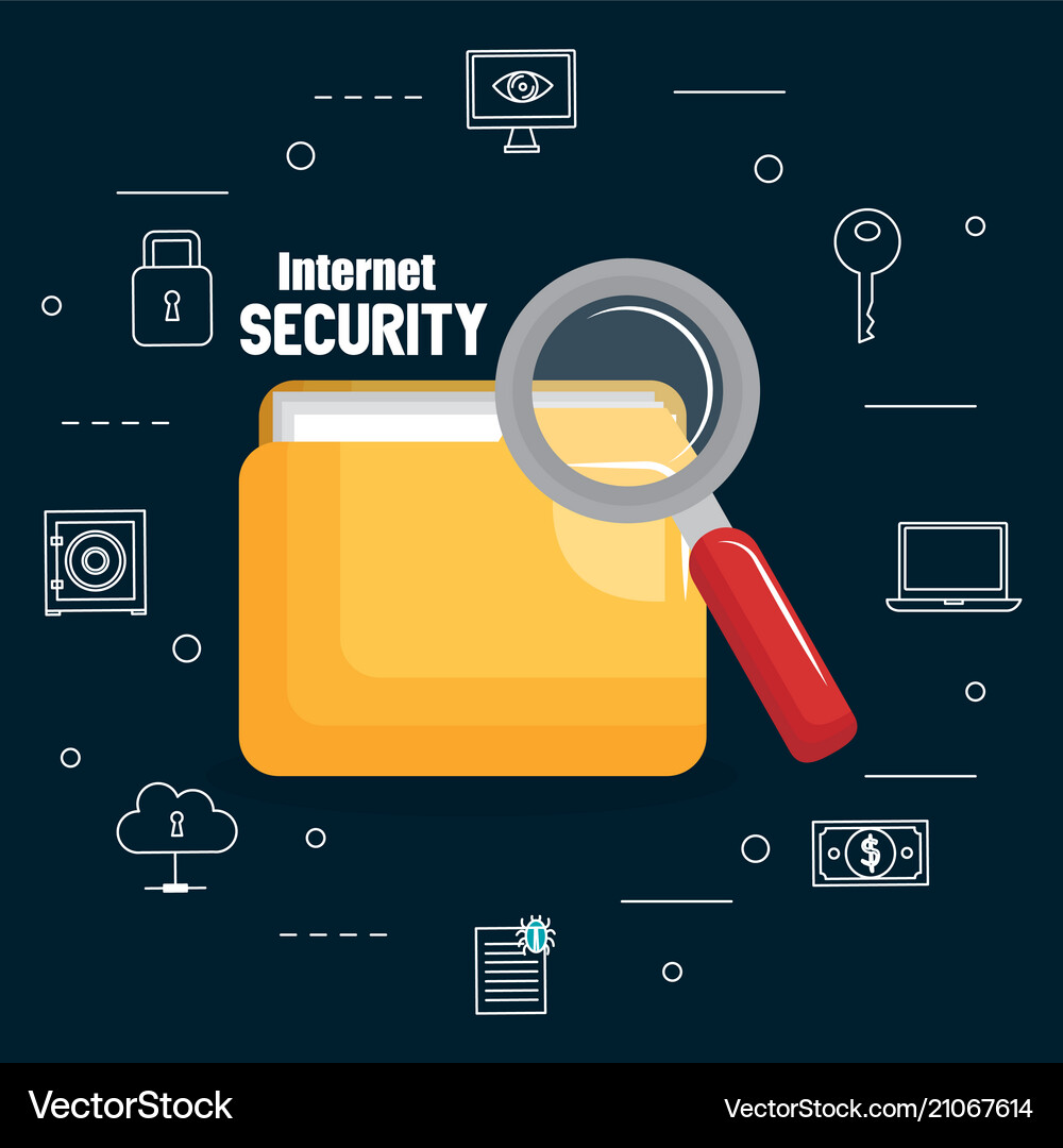 Folder document with internet security icons Vector Image