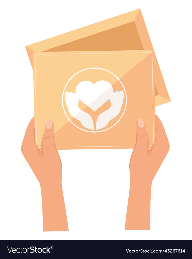 Hands uncovering charity box Royalty Free Vector Image Hands uncovering charity box Royalty Free Vector Image