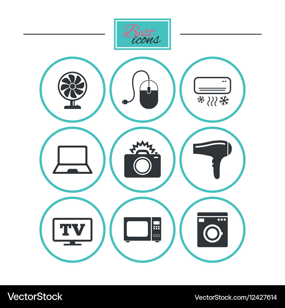 Home appliances device icons electronics sign Vector Image