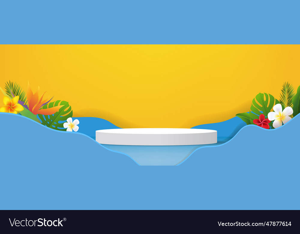 Poster banner with tropical palm tree and flowers Vector Image