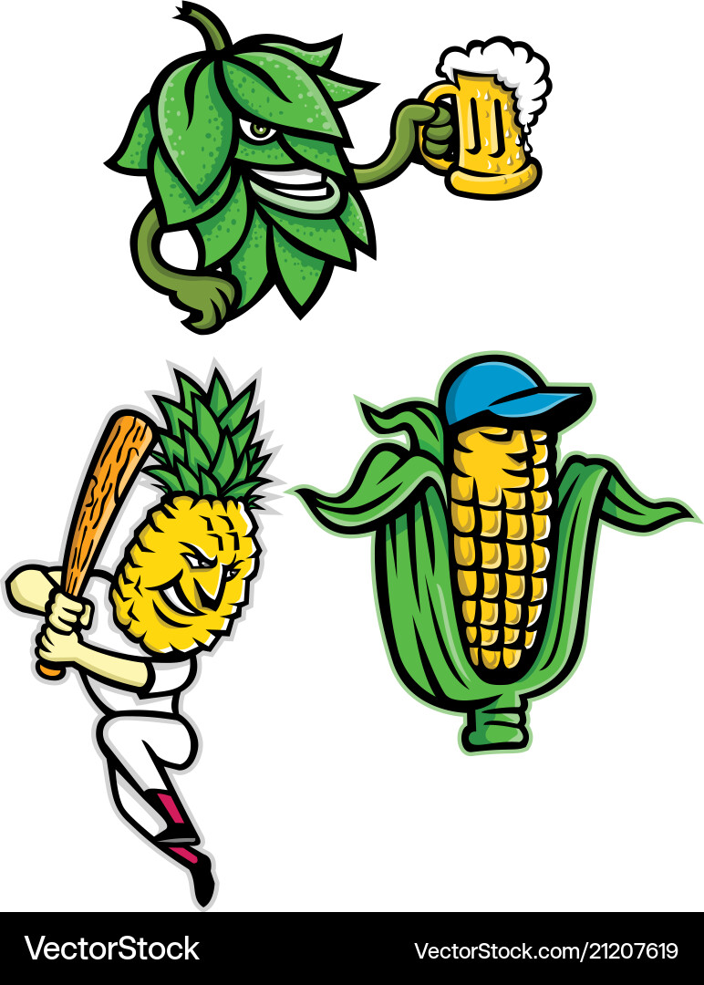 Fruits and vegetables mascot collection Royalty Free Vector