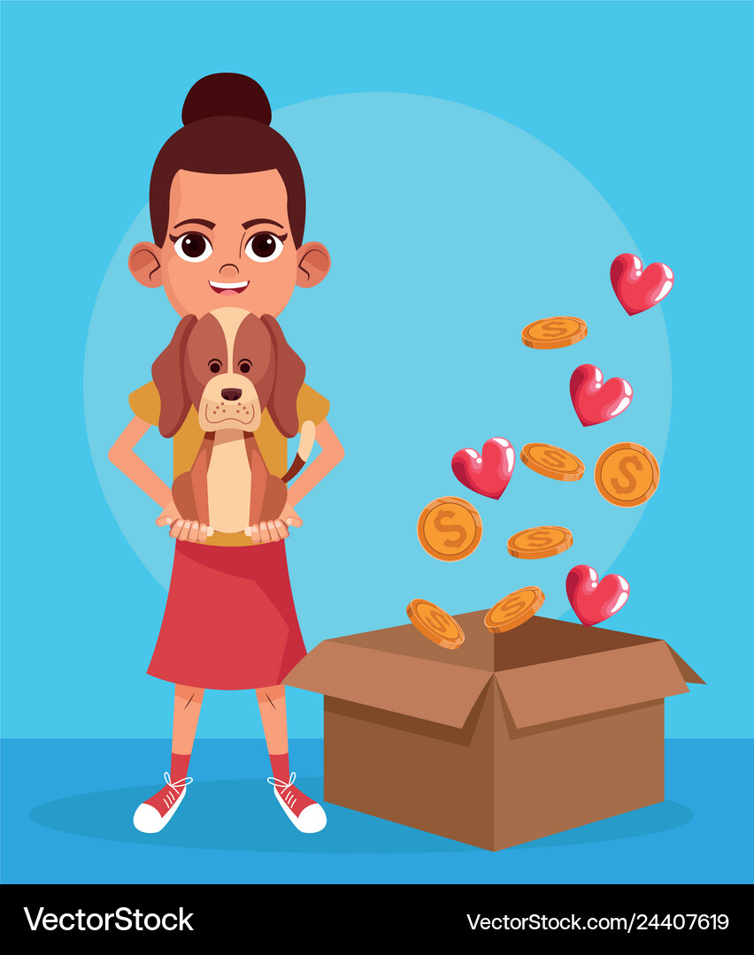 Kid donation charity cartoon Royalty Free Vector Image