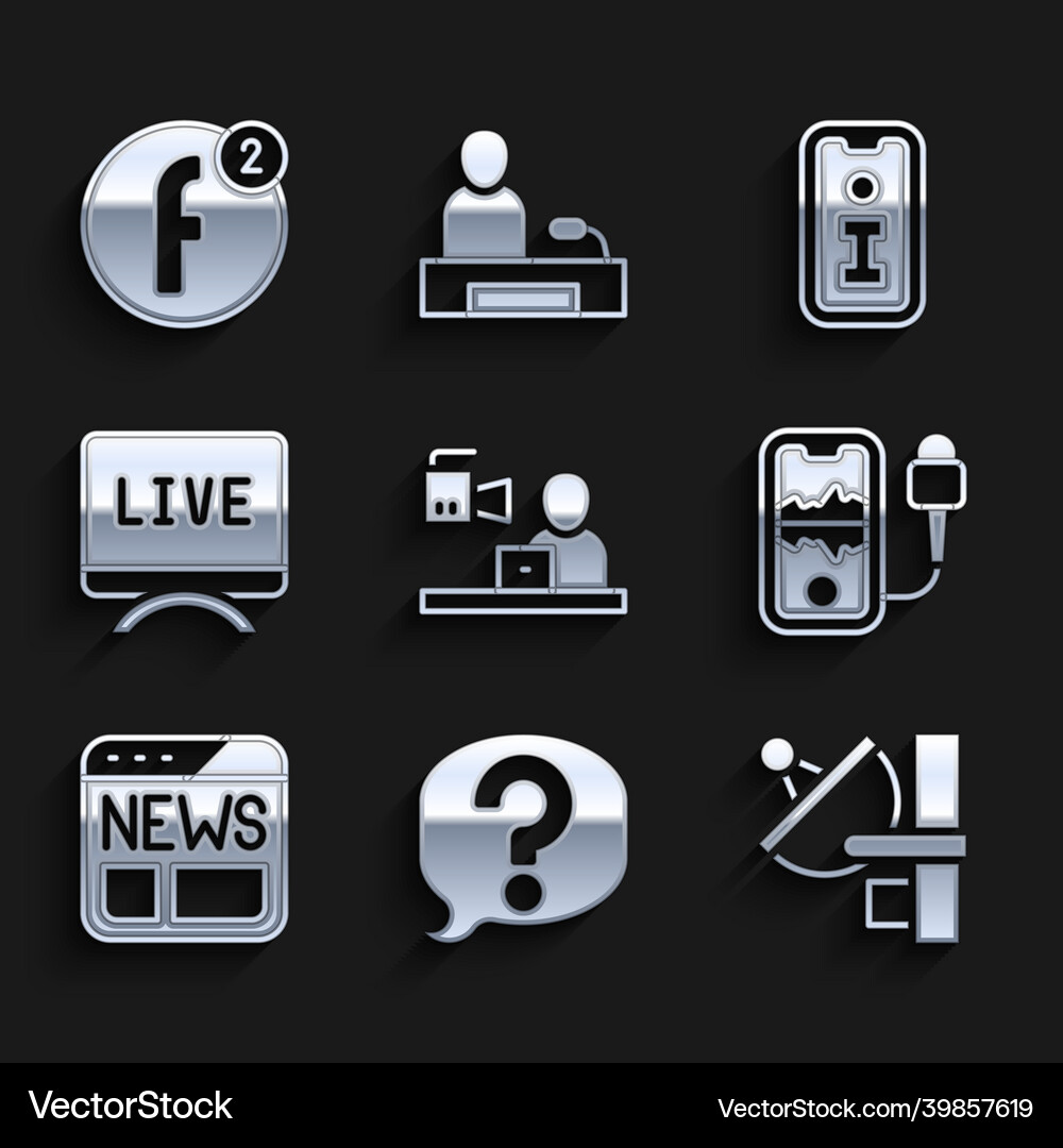 Set breaking news speech bubble chat radar Vector Image